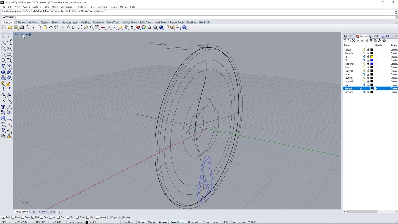 Rhino 5 comando REVOLVE, PROYECT, TRIM - YouTube