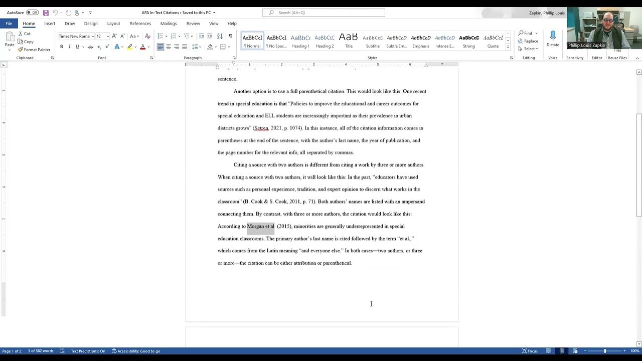 APA In-Text Citations 7th ed.--Writing Notes - YouTube