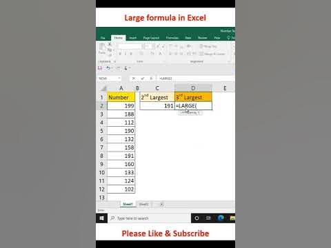 Large number in excel || How to find second largest number in excel #excel #shorts - YouTube