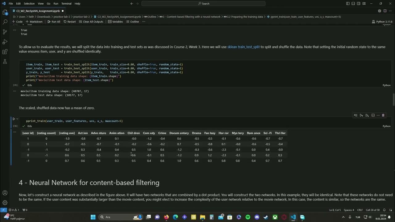 CENG 4207 Programming Exercise 8.2 Deep Learning for Content Based Filtering - YouTube