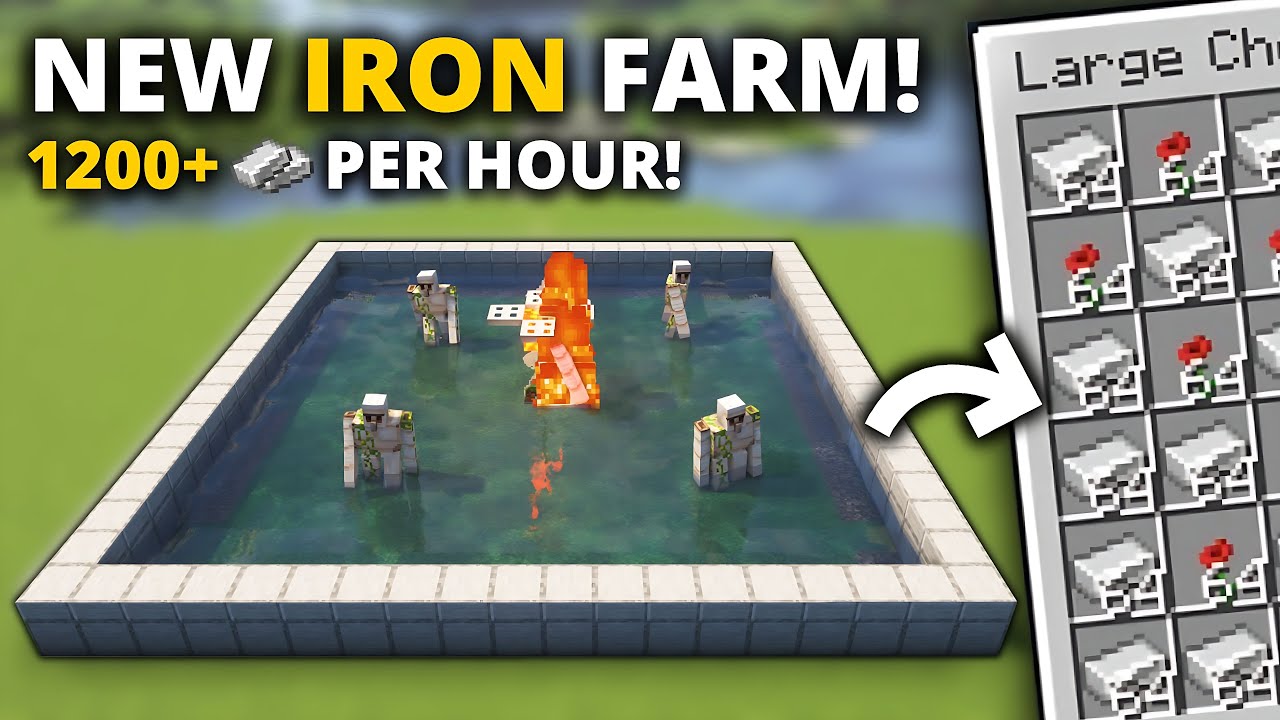 Minecraft New IRON Farm in 1.21+ NEW DESIGN Java and Bedrock - YouTube