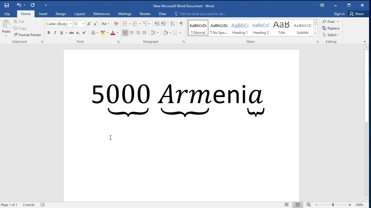 How to underbrace any word , letter or number in Word: How to insert ...