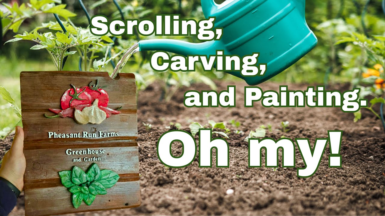 Scrolling, carving and painting a sign. - YouTube