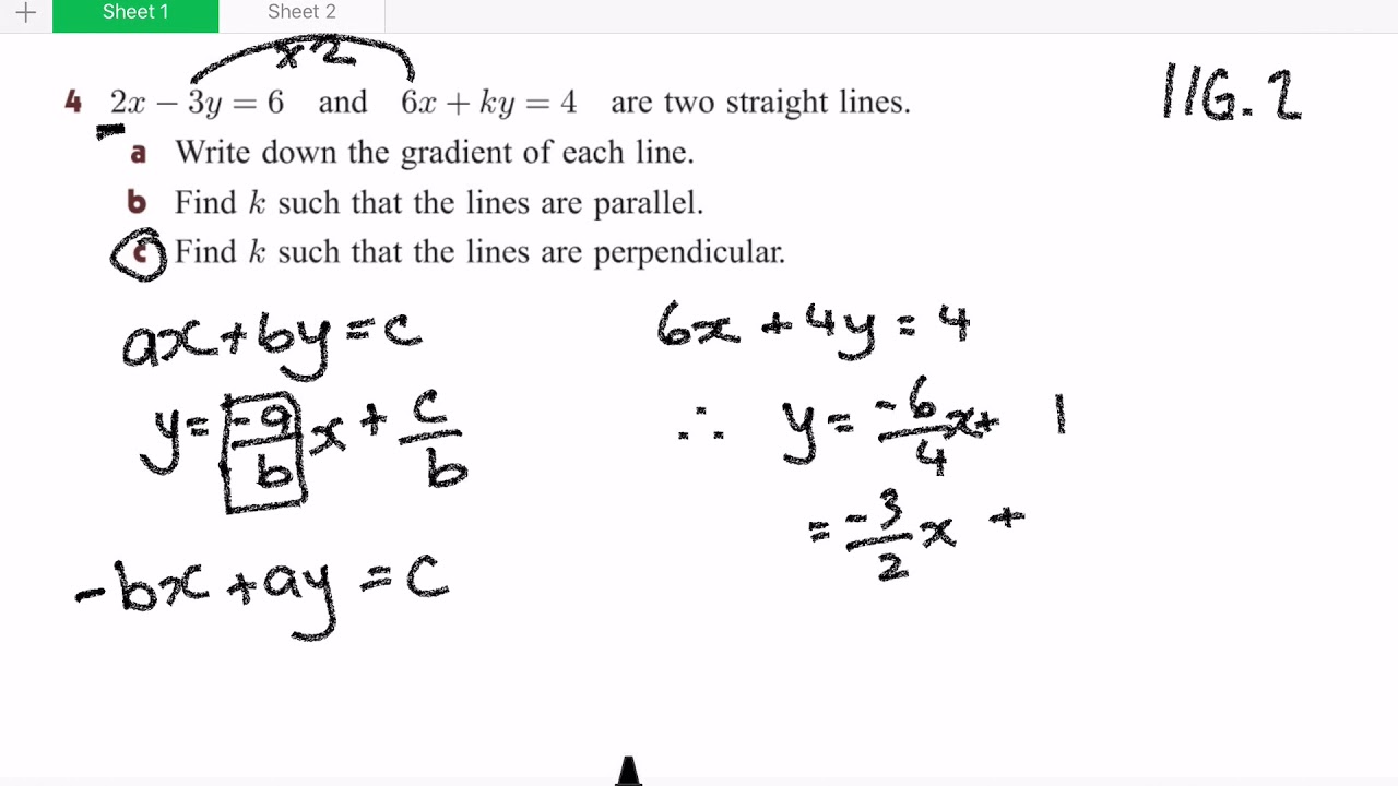 finding an unknown for perpendicular lines in general form - YouTube