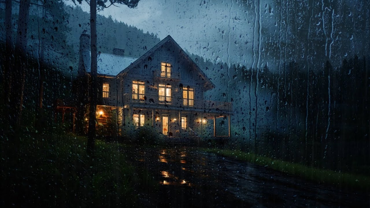 Cozy Rainstorm at a Mountain Cabin — Real Rain on Window for Sleep ...