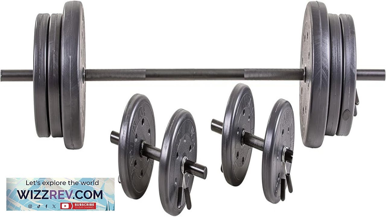 US Weight 105 Pound Barbell Weight Set for Home Gym| Adjustable Weight ...