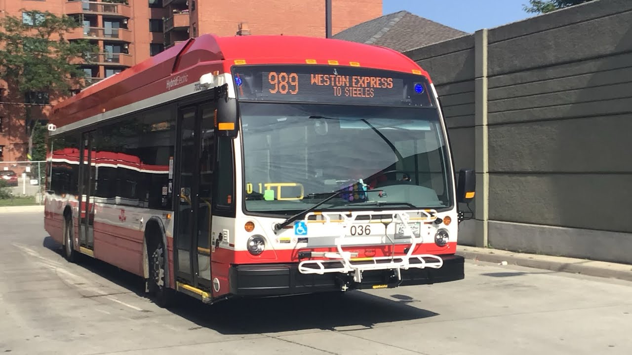TTC Ride Video on 7036 on route 989 Weston Road Express to Finch Avenue ...
