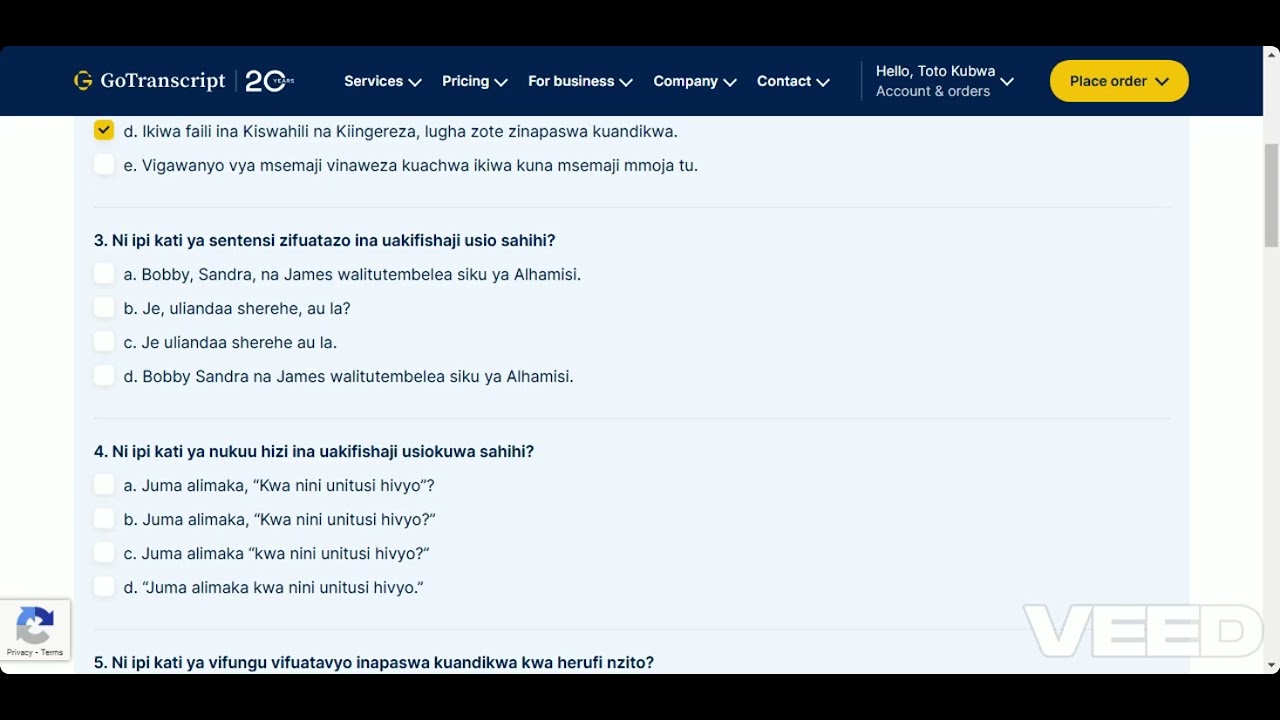 GoTranscript Swahili test answers Today: Avoid Rejection - YouTube