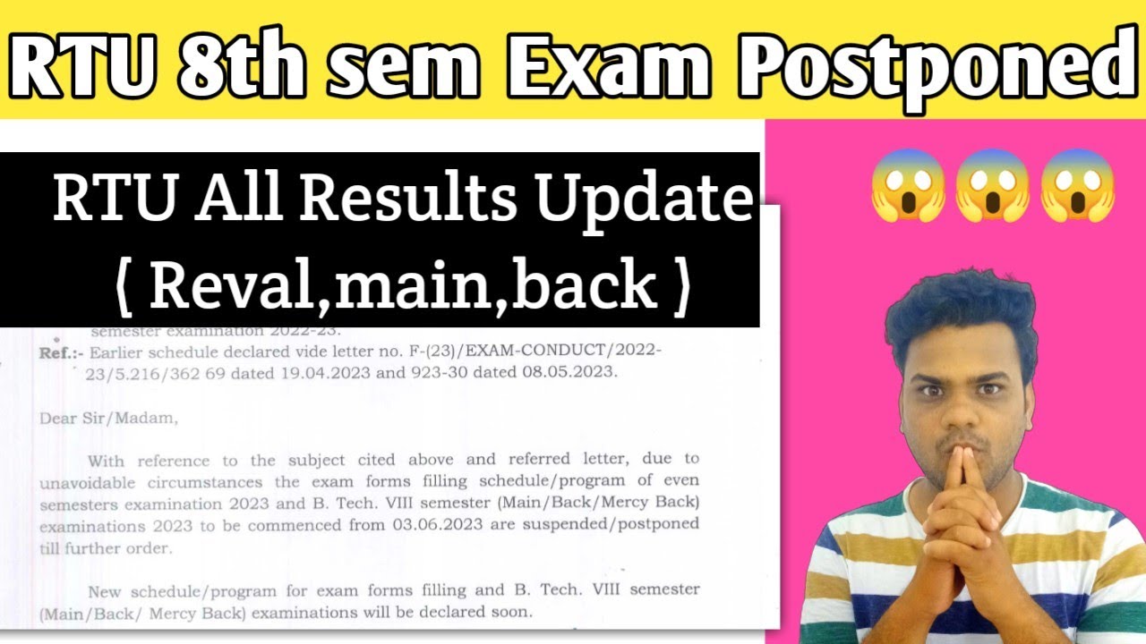 RTU 8th sem Exam Postponed 😱 | RTU all sem Results kab aayege ? | RTU New Update - YouTube