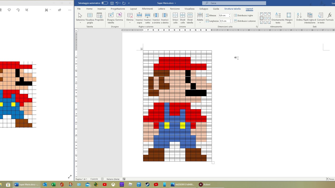 Word - Le tabelle e la pixel-art - Word - Tables and pixel art - YouTube