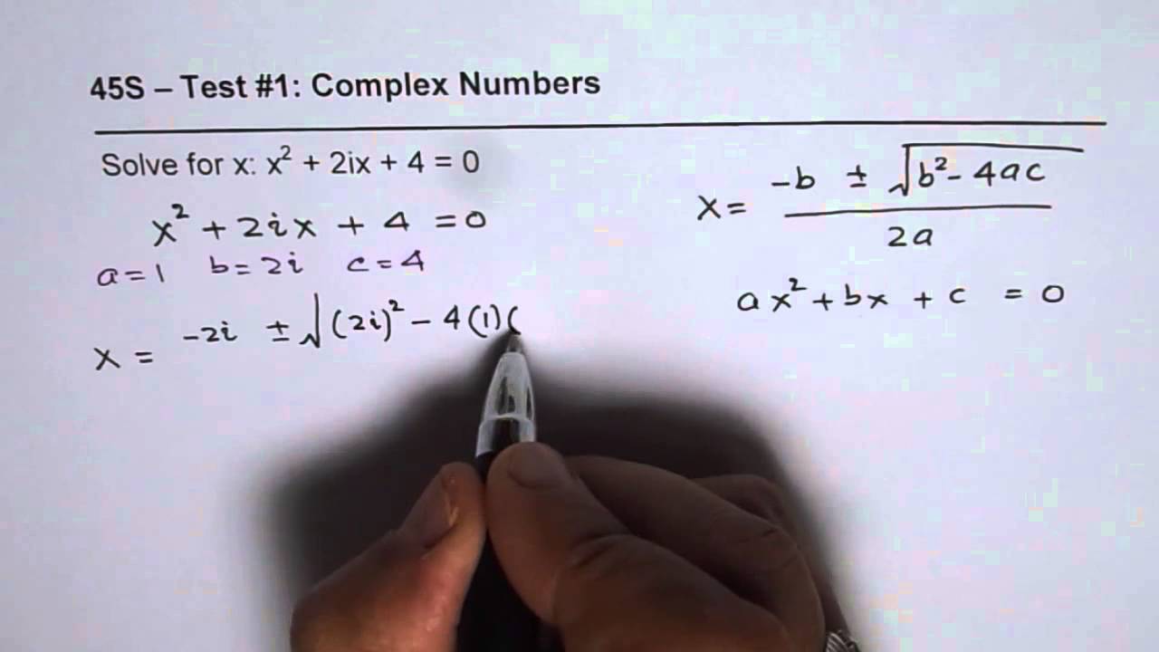 Solve Quadratic Equation With Complex Coefficients Test Example YouTube