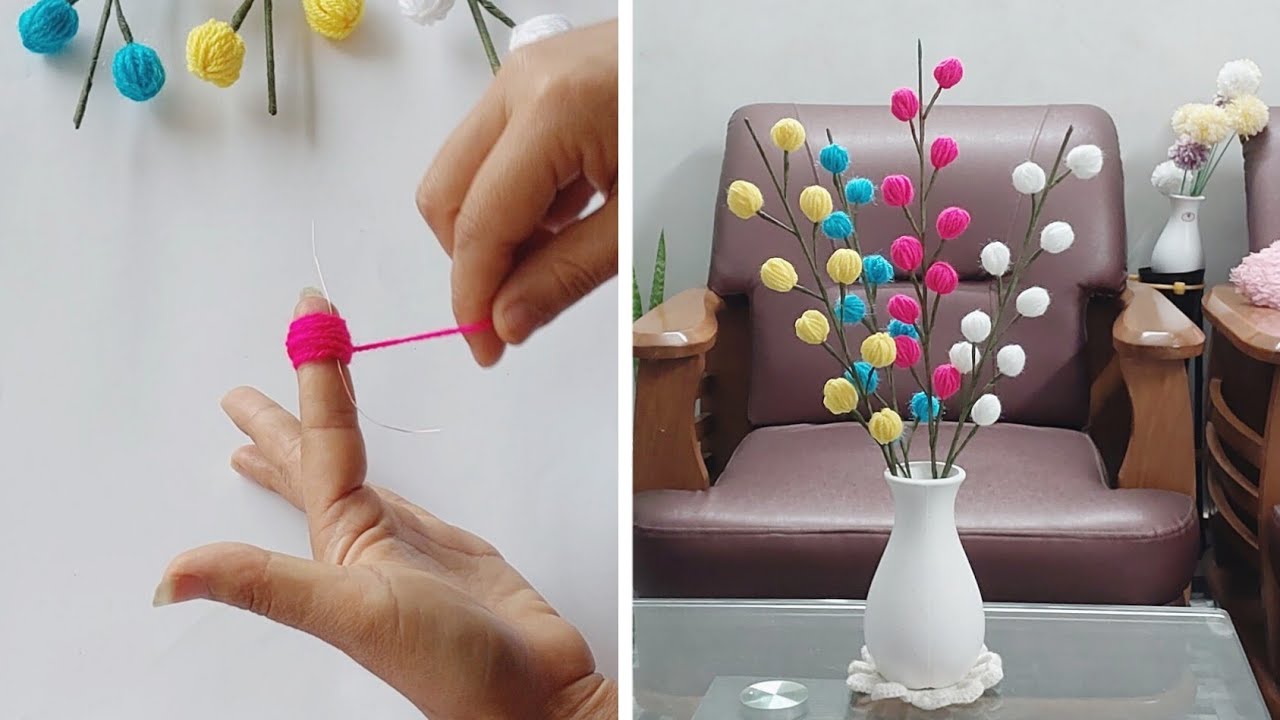 Amazing woolen Flower Making Ideas| How to make beautiful Flower from ...