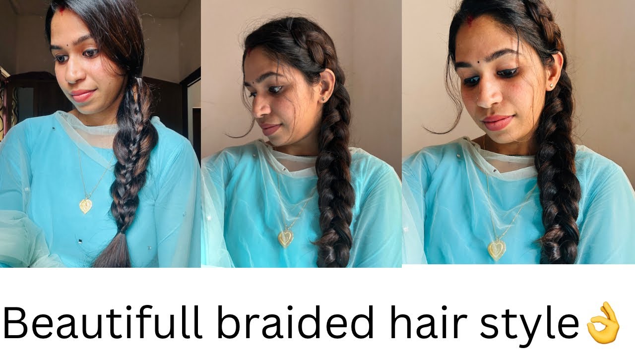 2 ബ്യൂട്ടിഫുൾ braided hair style👌salwar ️saree matching 👌hair style ...