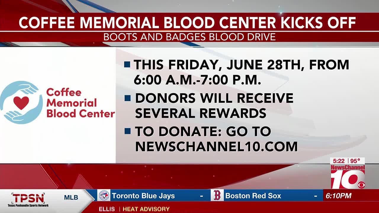 VIDEO: Coffee Memorial Blood Center kicks off Boots and Badges blood ...