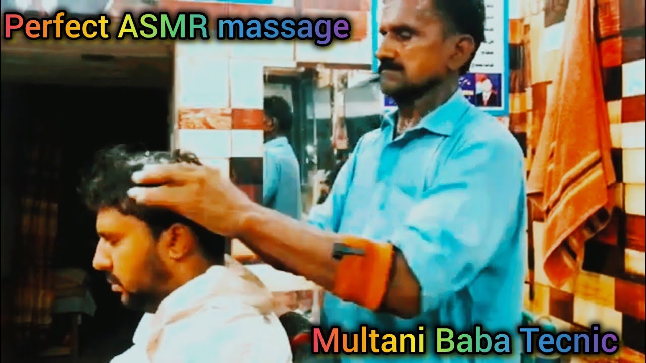 Relax able And perfect Asmr head back hand and perfect oil massage with Multani Baba Tecnic ...