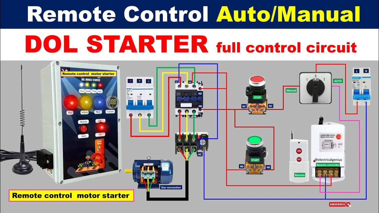 DOL Starter Remote Control Wiring Diagram | Full Control & Power ...