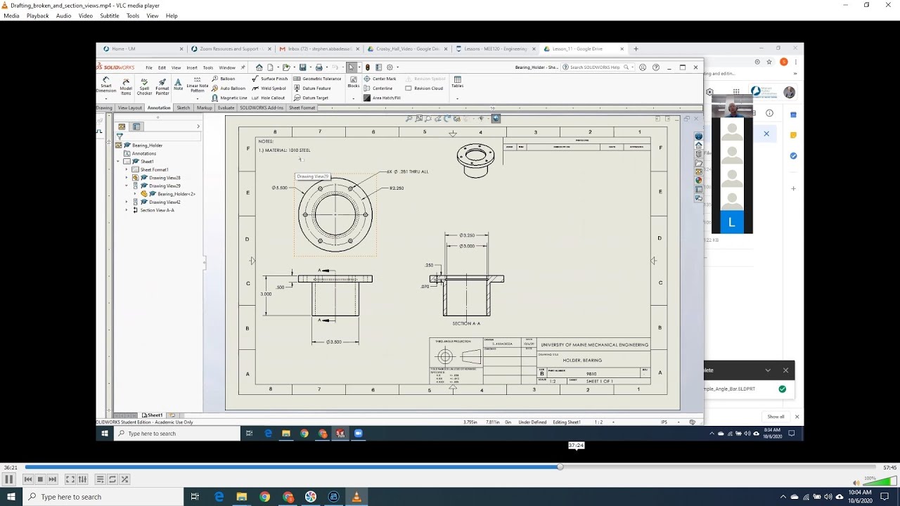 Lesson 11 - Drafting Broken and Section Views - YouTube