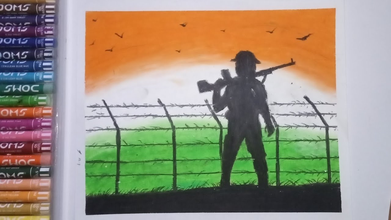 how to draw indian army in border-very easy - YouTube