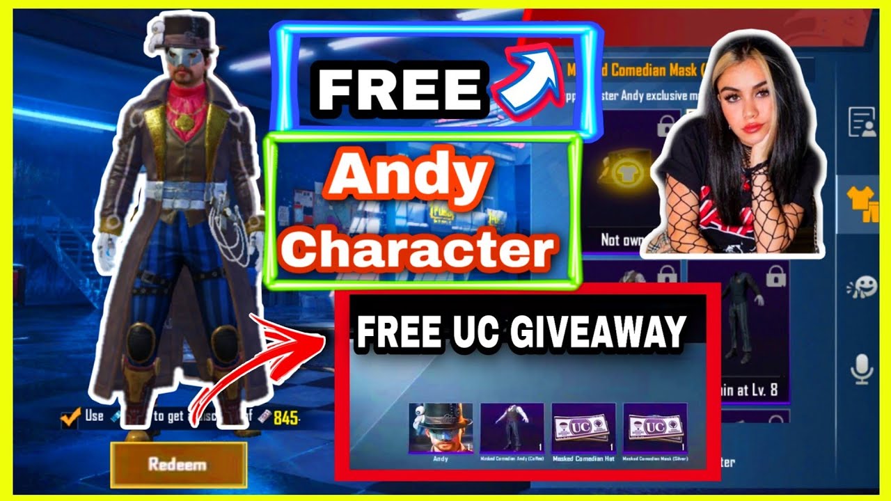 ANDY CHARACTER in PUBG MOBILE | How to get andy character for free ...