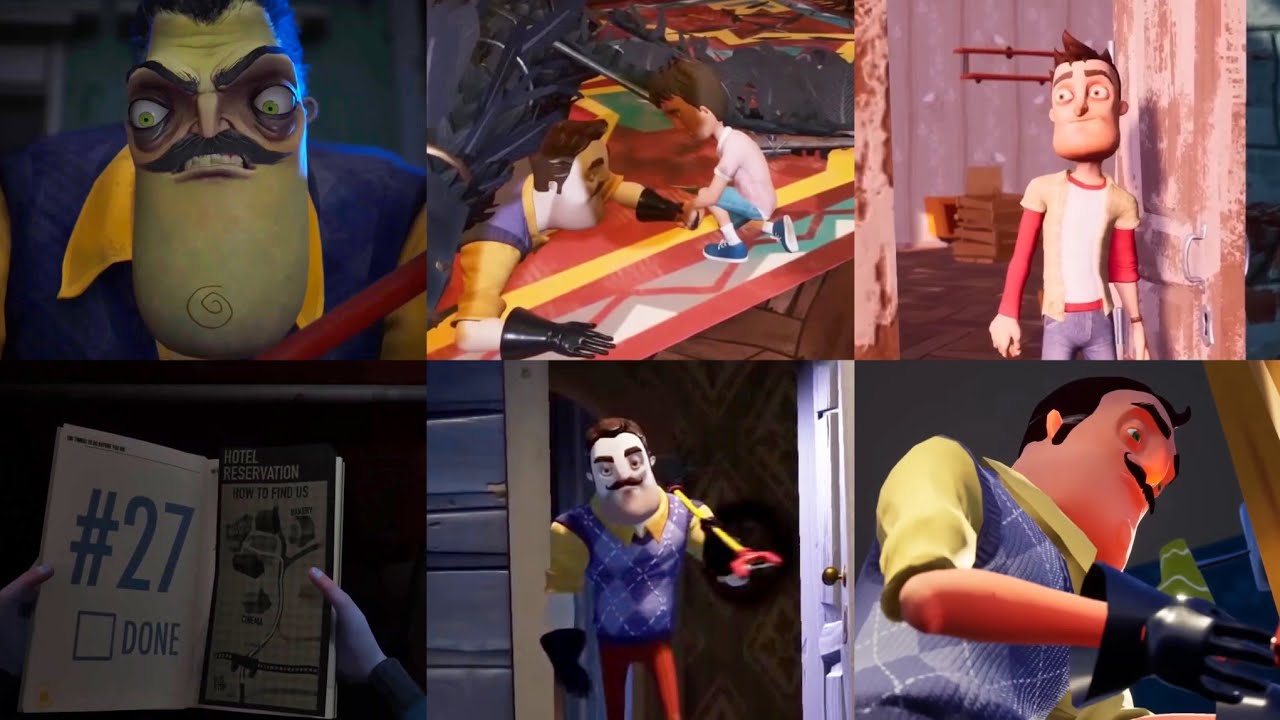 Hello Neighbor 1 2 3 - All Intros and Ending Cutscenes Comparison (Good ...