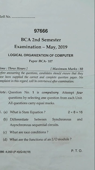 logical organization of computer 2nd semester 2019 bca MDU previous ...