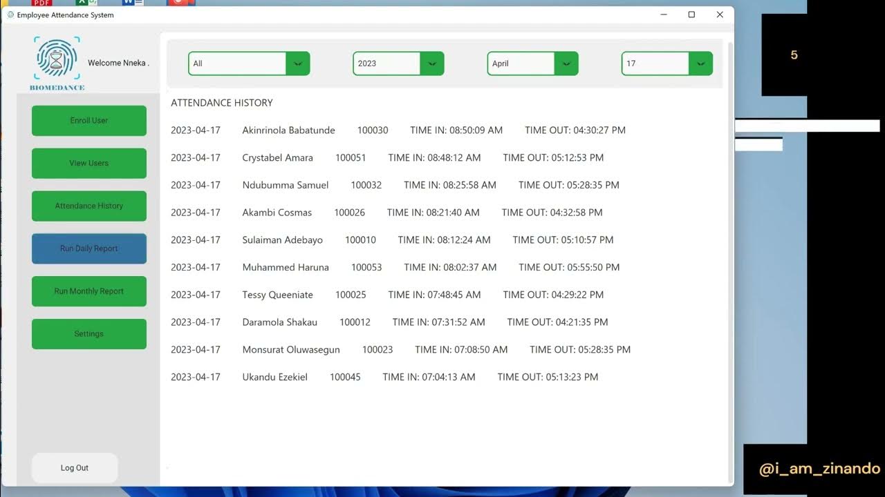 Biomedance - Employee Attendance Management System | Python Tkinter GUI App - YouTube