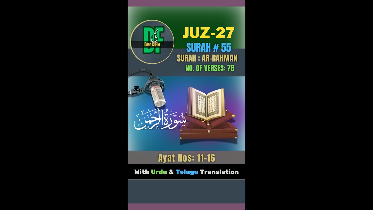 Daily Quran with Urdu & Telugu Translation -Juz #27 Surah #55 (Surah Ar ...