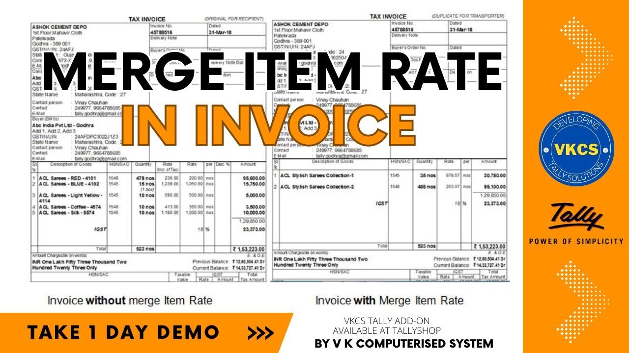 Tally Add-on : Merge Item Rate in Invoice - YouTube