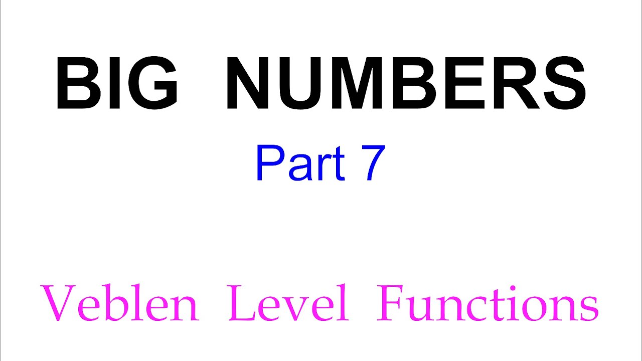 BIG NUMBERS (Part 7) | Veblen Hierarchy Level Functions - YouTube