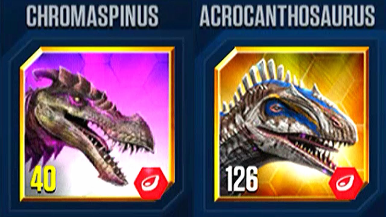 CHROMASPINUS VS ACROCANTHOSAURUS | JURASSIC WORLD THE GAME - YouTube