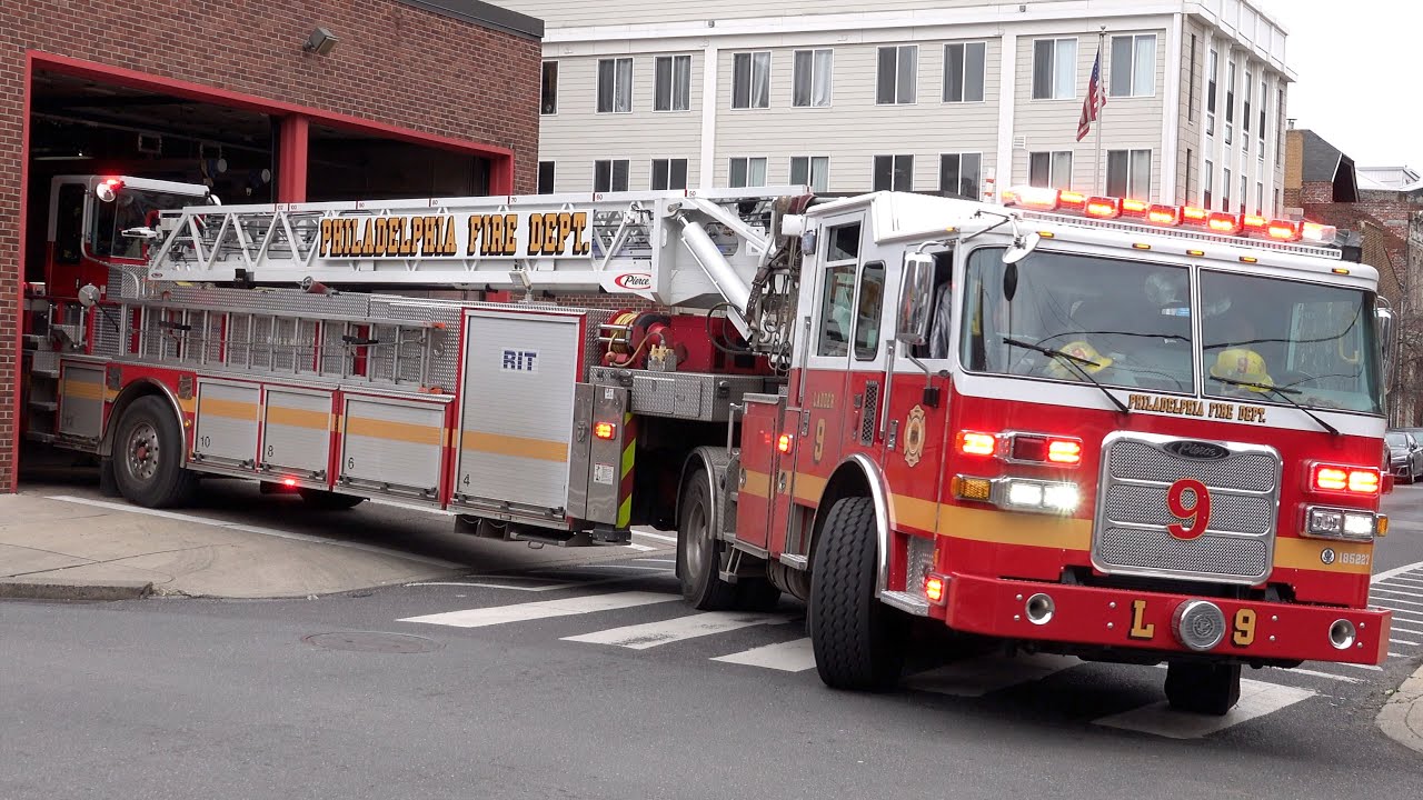 Philadelphia Fire Department Ladder 9 Responding - YouTube
