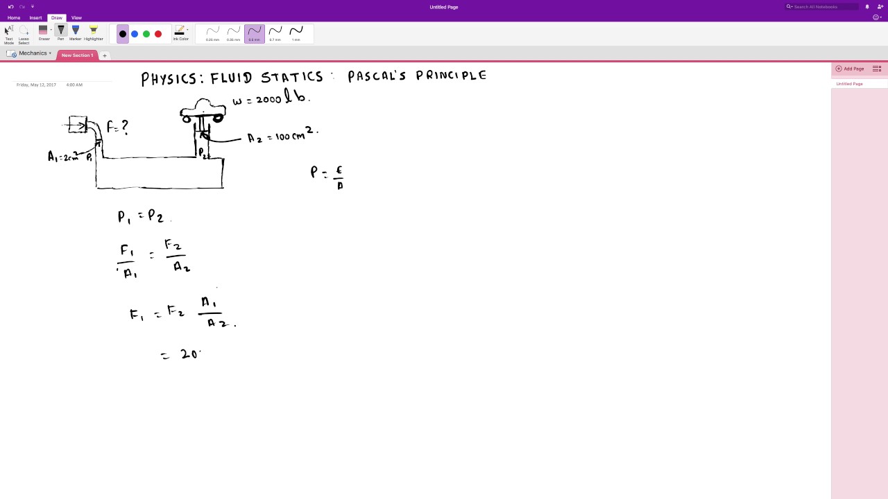 Physics (Thermo Fluid) - Fluid Statics Pascal's Principle: Hydraulic ...