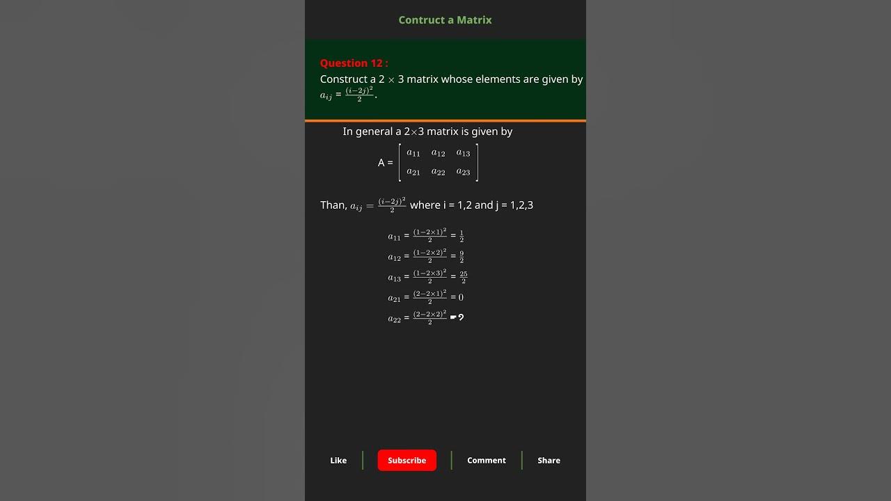 #12 of 14 : Construct a 2x2 Matrix in Seconds: aij = i + j Made Easy! #maths #mathematics - YouTube