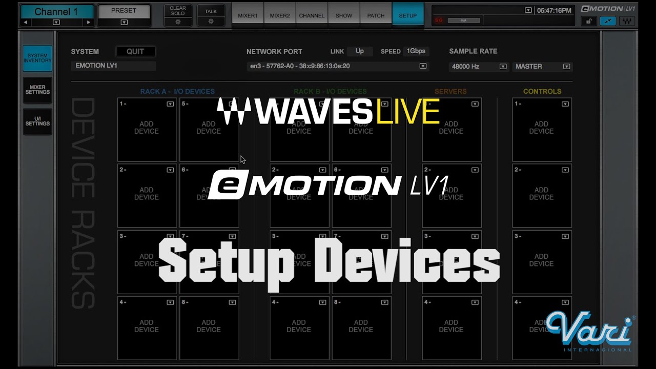 Video tutorial Waves eMOTION LV1, Setup Devices, Vari Internacional - YouTube