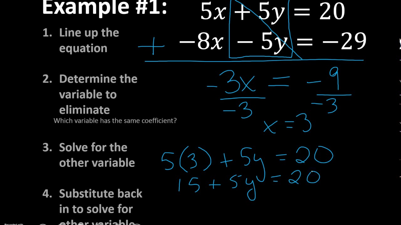 Solve by Elimination - YouTube