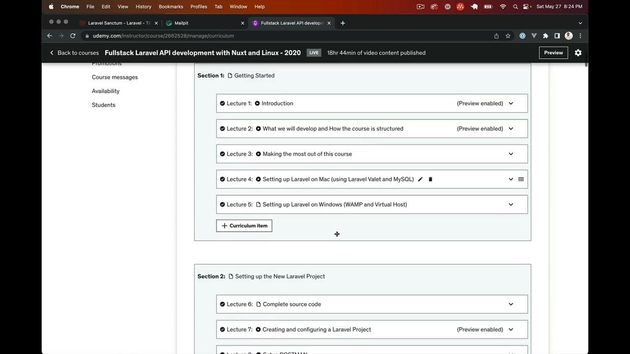31. Course information overview of Udemy interface: Laravel + Nuxt Udemy Clone - YouTube