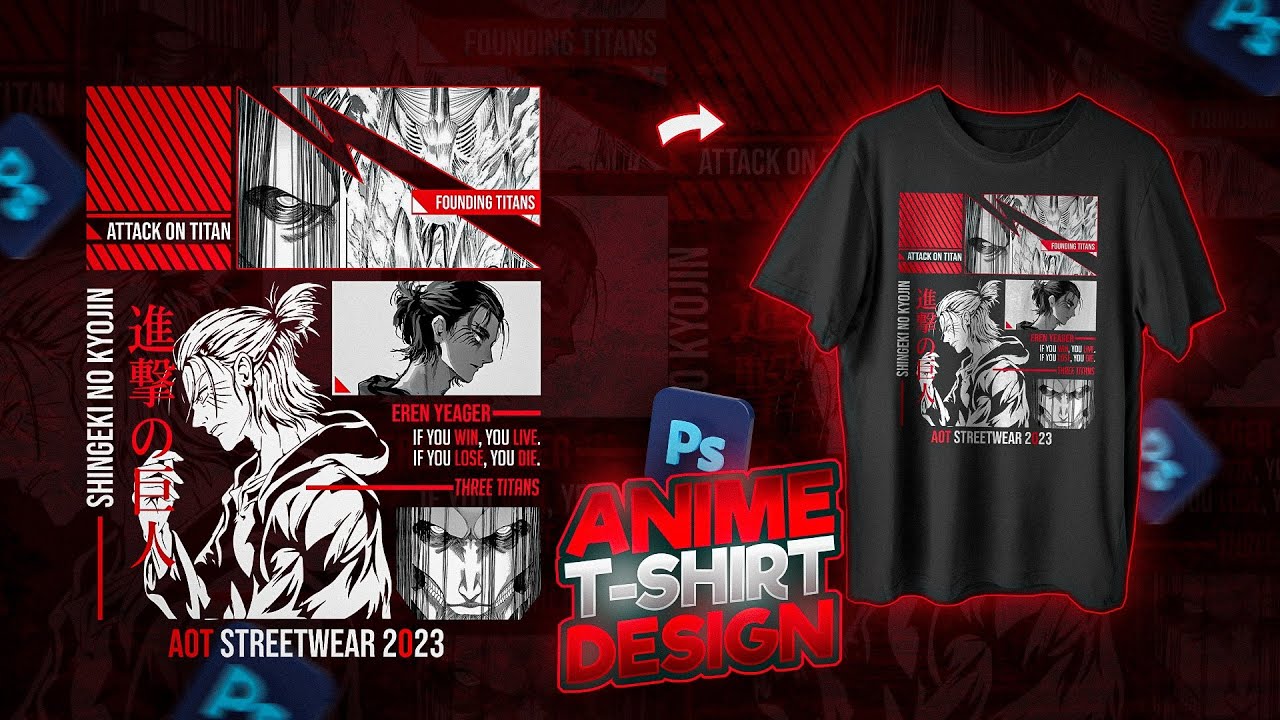 Anime Streetwear Design in Photoshop || Anime T-Shirt Design || Anime ...