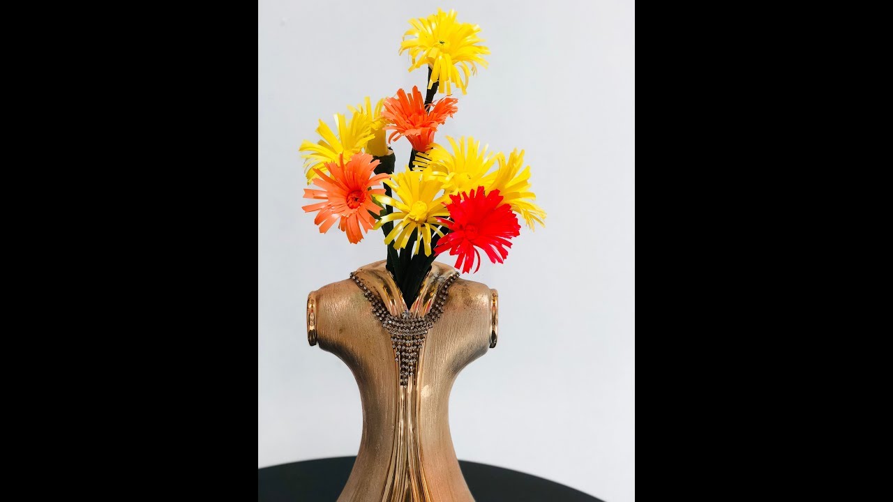 Straw Flower making Tutorial|Gerbera Flower DIY - YouTube