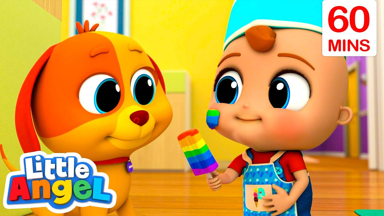 Rainbow Ice Cream | Little Angel | Kids Songs | Moonbug Kids - YouTube