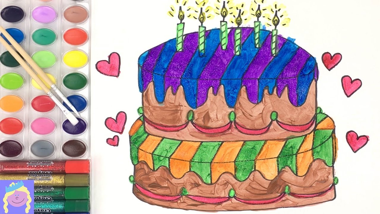 Learn How To Draw And Paint A Birthday Cake With Preschool Playtime Fun ...