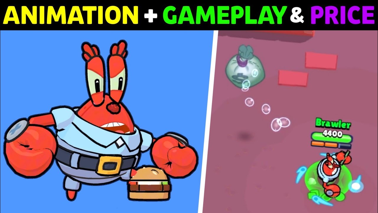 BRAWL STARS MR. KRABS TICK GAMEPLAY, ANIMATION, PIN & COST - YouTube
