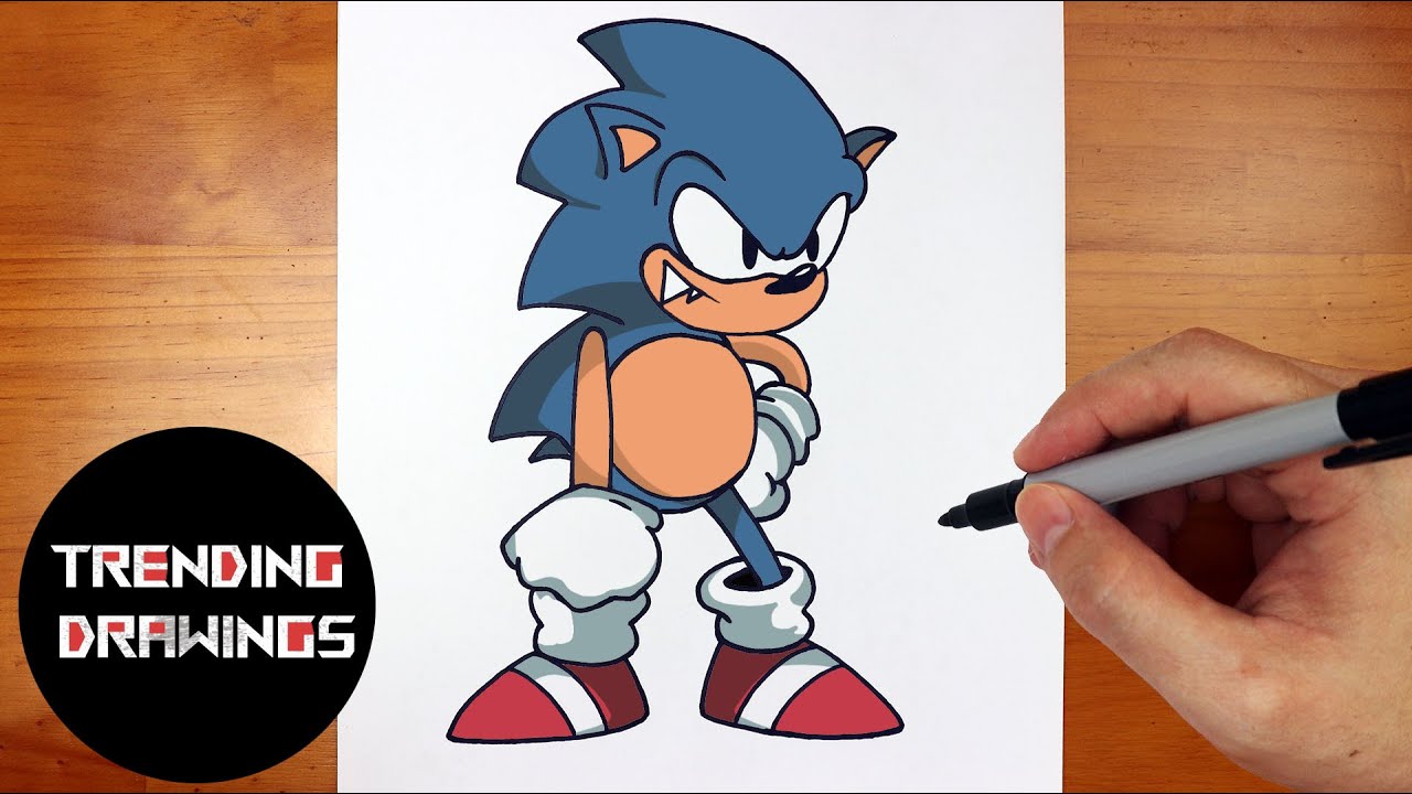 How To Draw FNF MOD Character - Extra Life Sonic Easy Step by Step ...