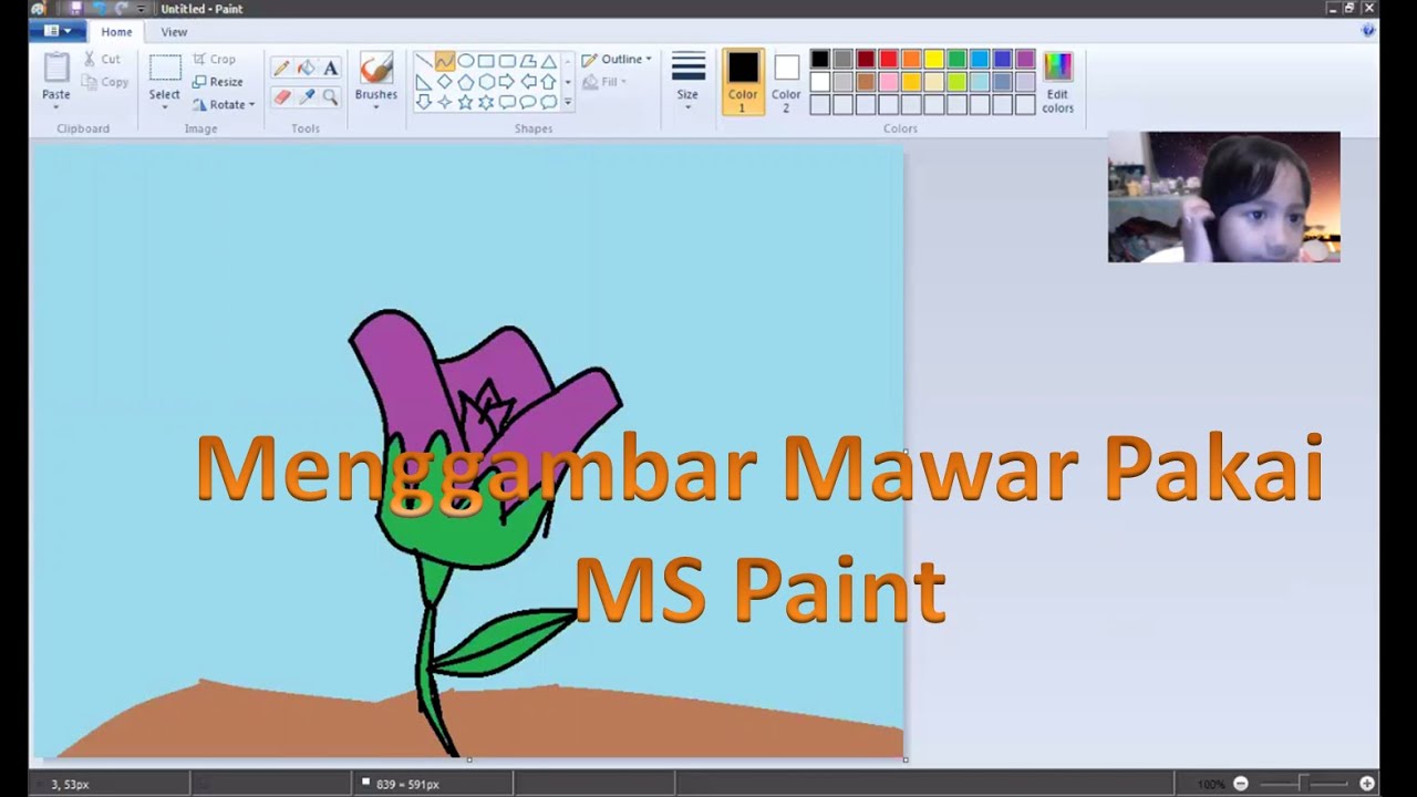 Menggambar Bunga Pakai MS Paint - YouTube