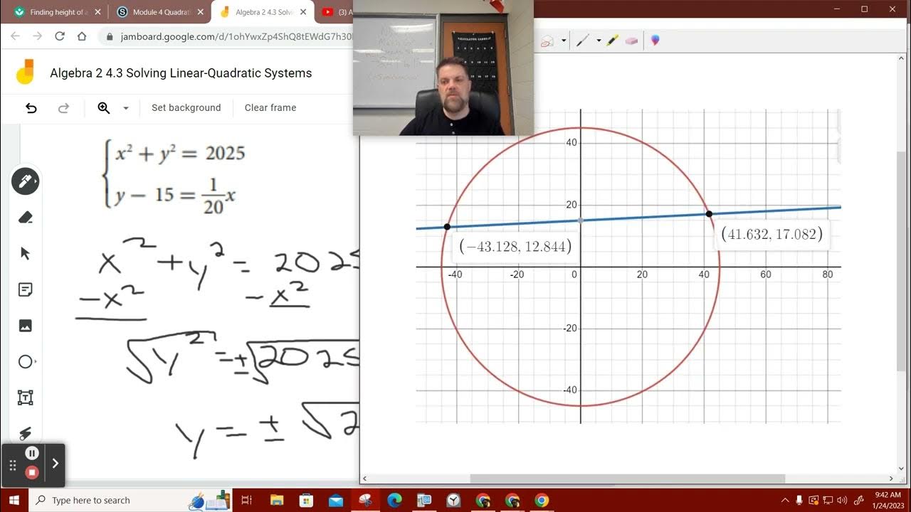 Algebra 2 4.3 Solving Linear-Quadratic Systems Example 3B Part 1 - YouTube