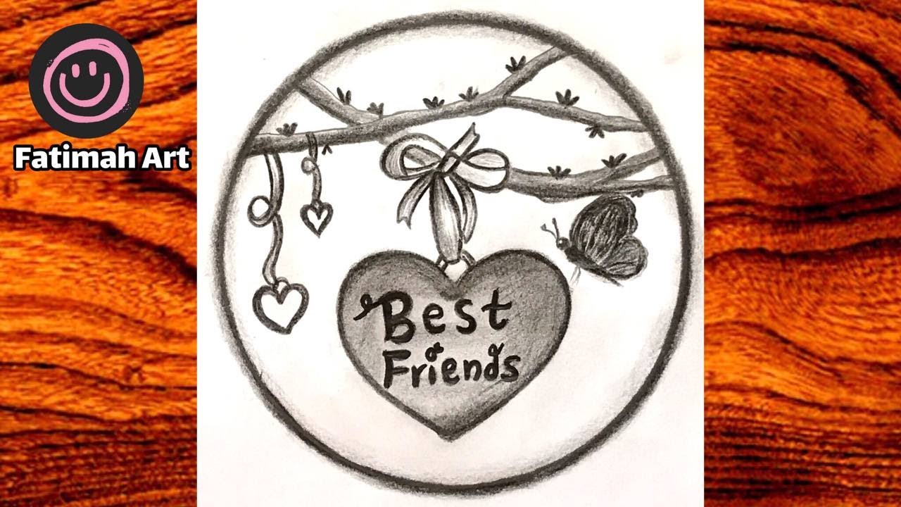 BFF Drawings Easy Step by Step | Pencil Sketch Drawing | Friendship Day ...