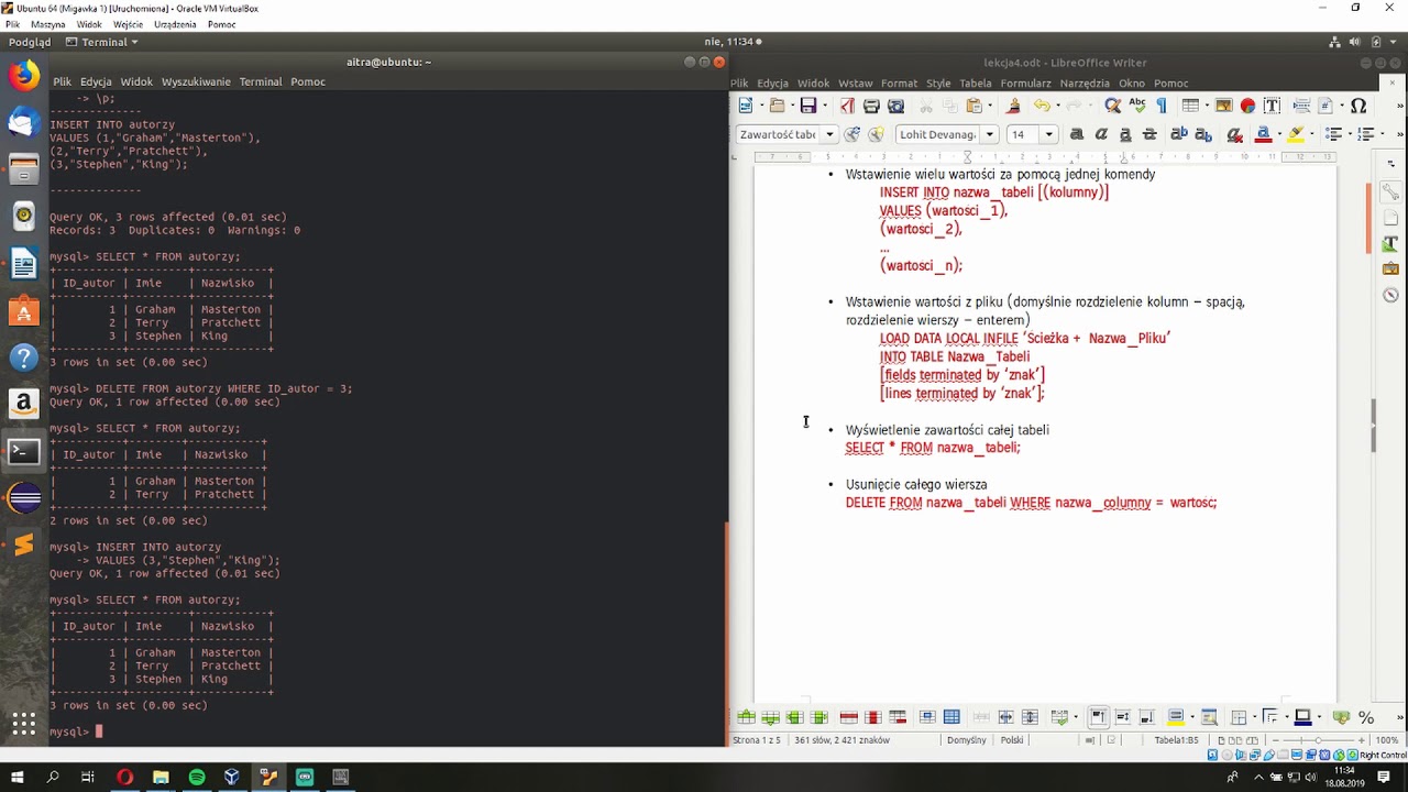 SQL #4 wprowadzanie danych do tabeli - YouTube