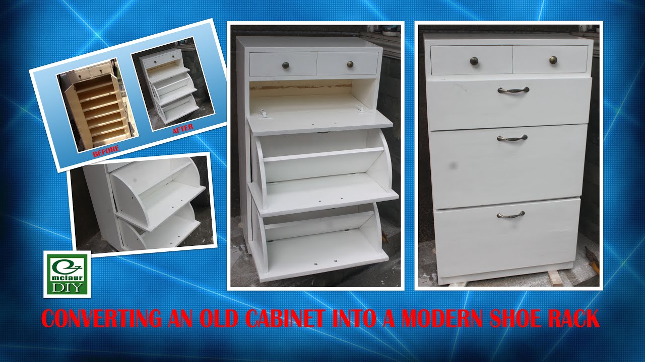 Converting an Old Cabinet into a Modern Shoe Rack - YouTube