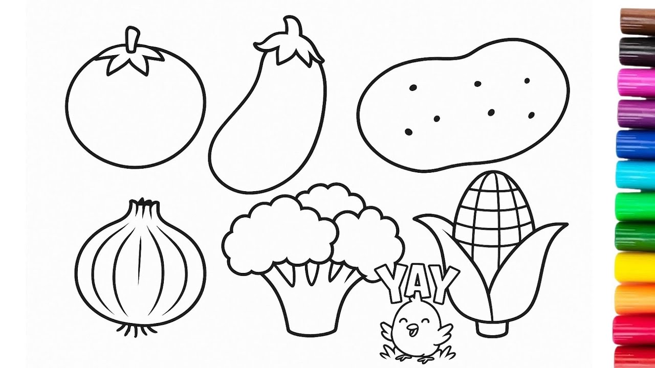 How to Draw Vegetables for Kids | Easy Drawing and Colouring Step-by ...
