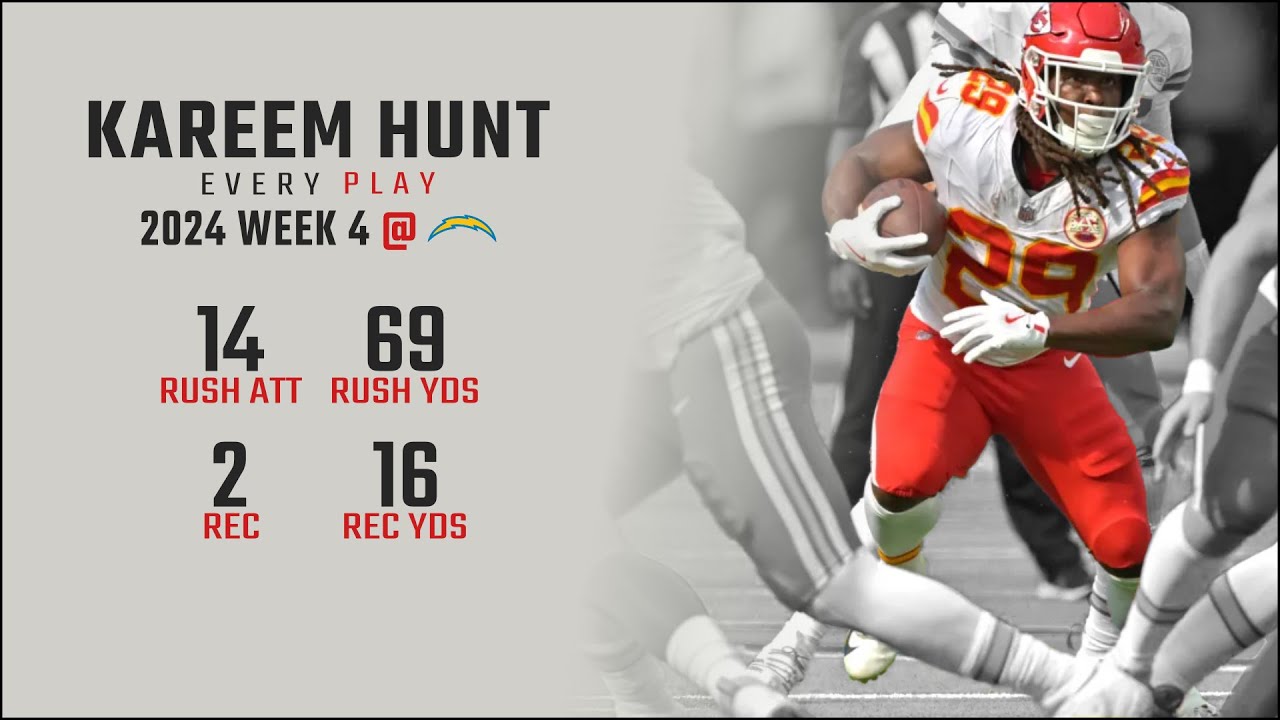 Kareem Hunt Week 4 Replay: Every Run, Target, and Catch @ Los Angeles ...