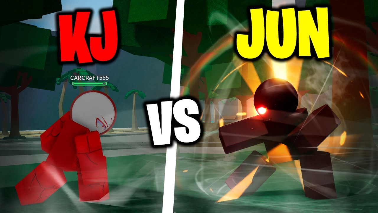 KJ VS JUN PELEA EPICA EN THE STRONGEST BATTLEGROUNDS - YouTube